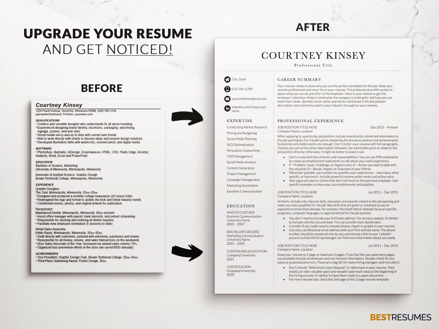 2 Page Resume Template / CV Word – MasterBundles