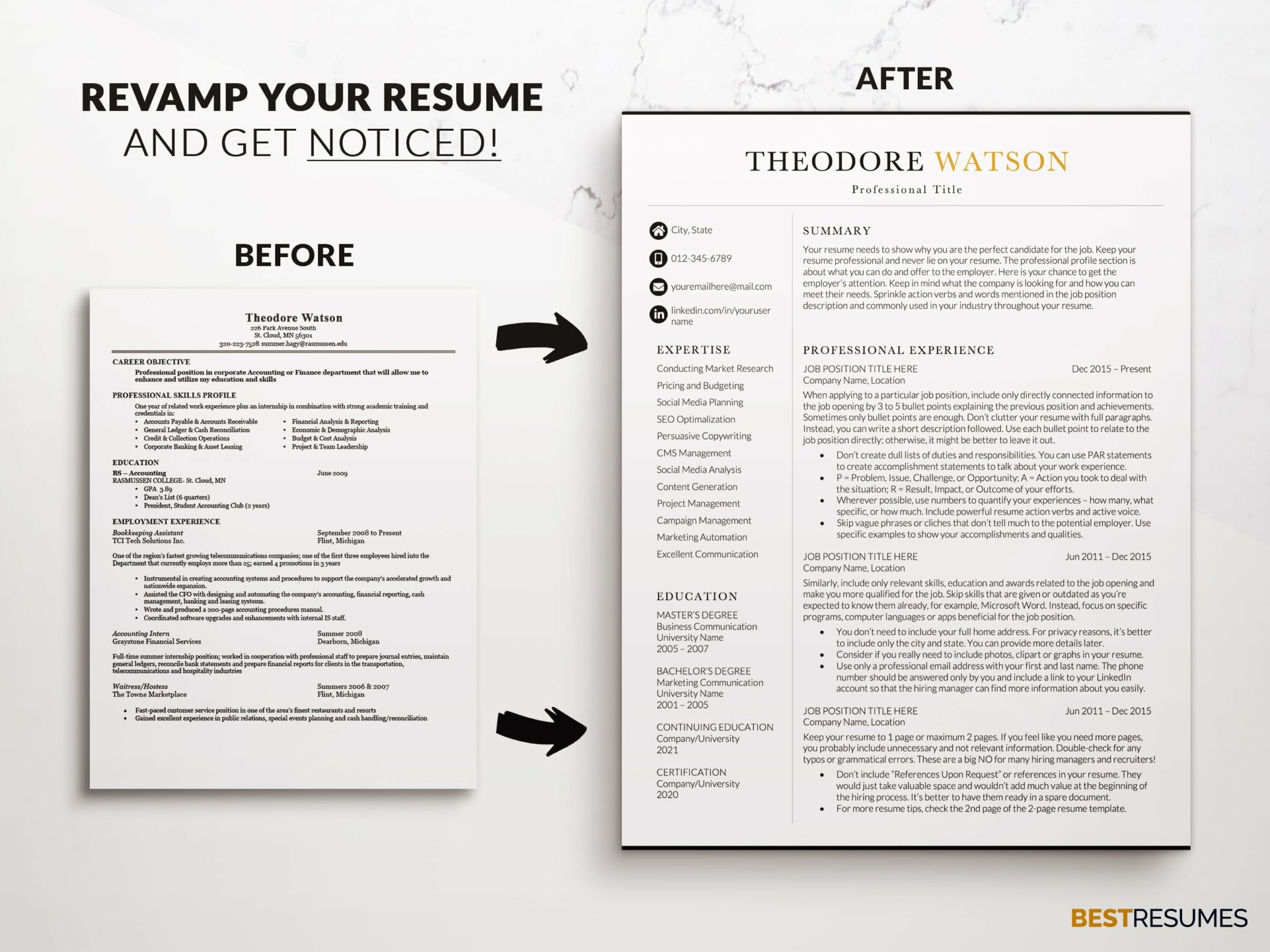 Elegant Resume CV Templates Word – MasterBundles