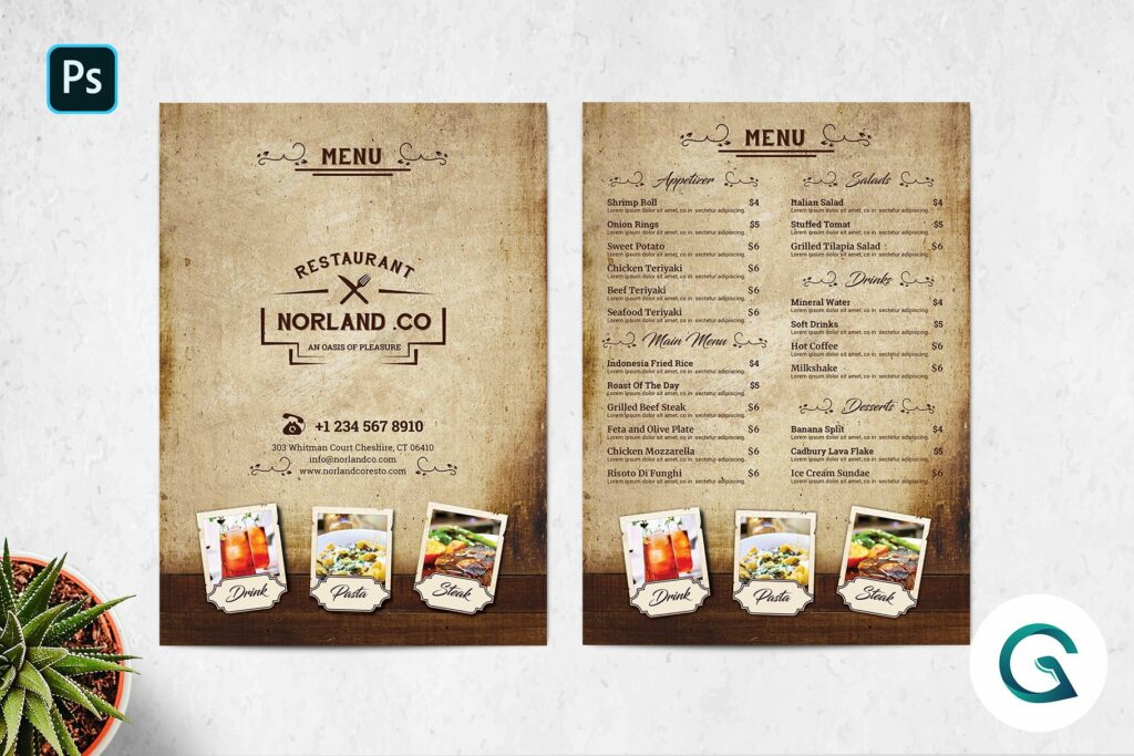 Vintage Restaurant Menu Template – MasterBundles