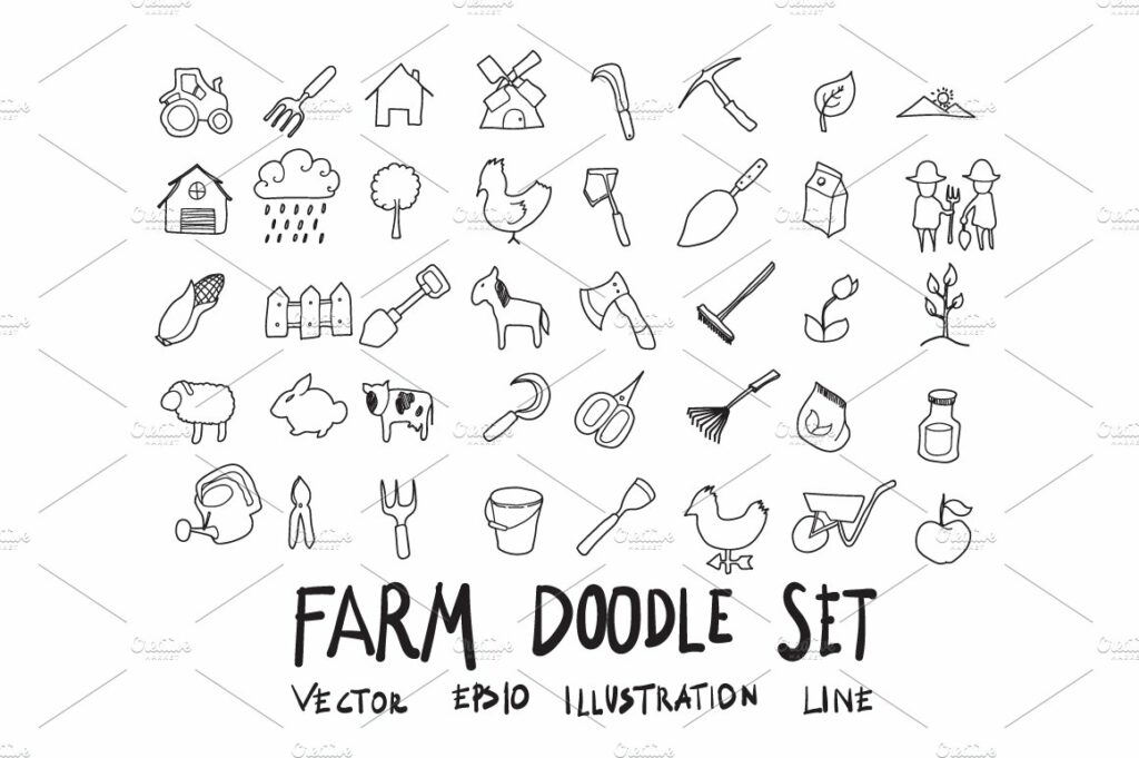 871 Hand Draw doodle icons set – MasterBundles