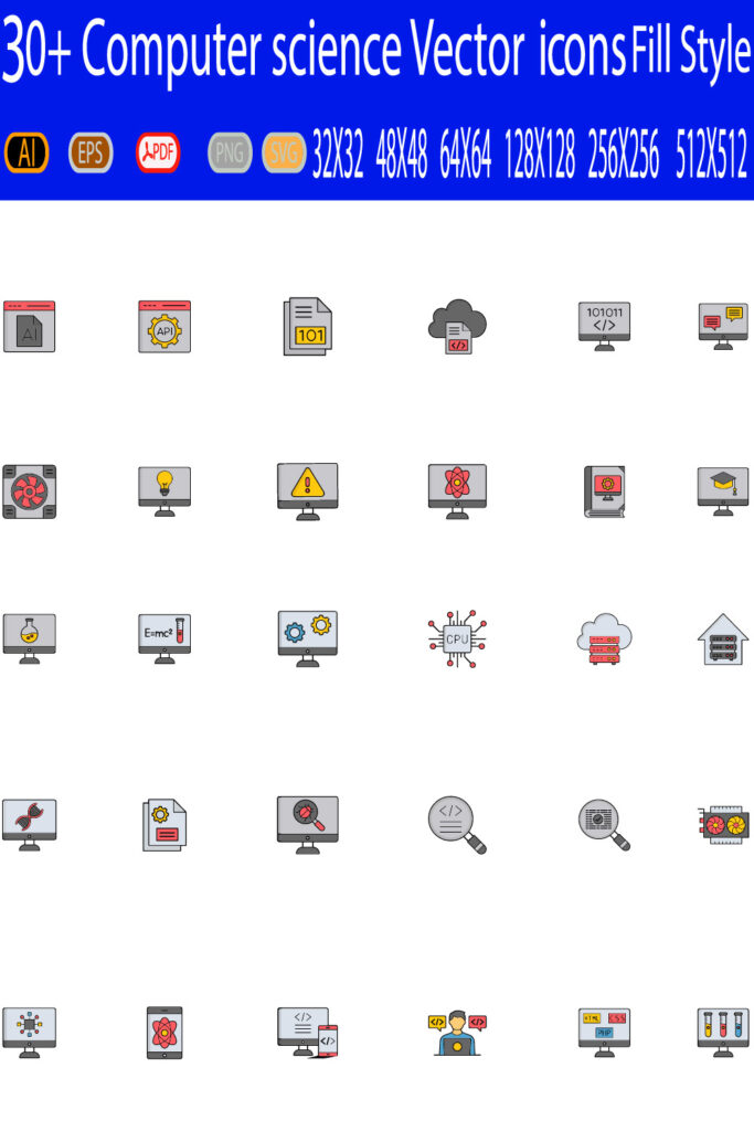 120+Computer Science Icon Pack - MasterBundles