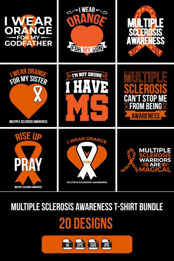 Multiple sclerosis awareness T-Shirt Bundle 20 Designs - MasterBundles
