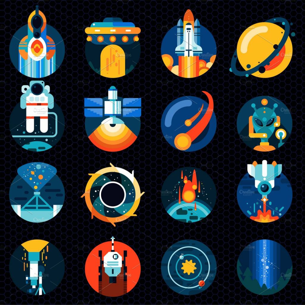 Space exploration icons set – MasterBundles