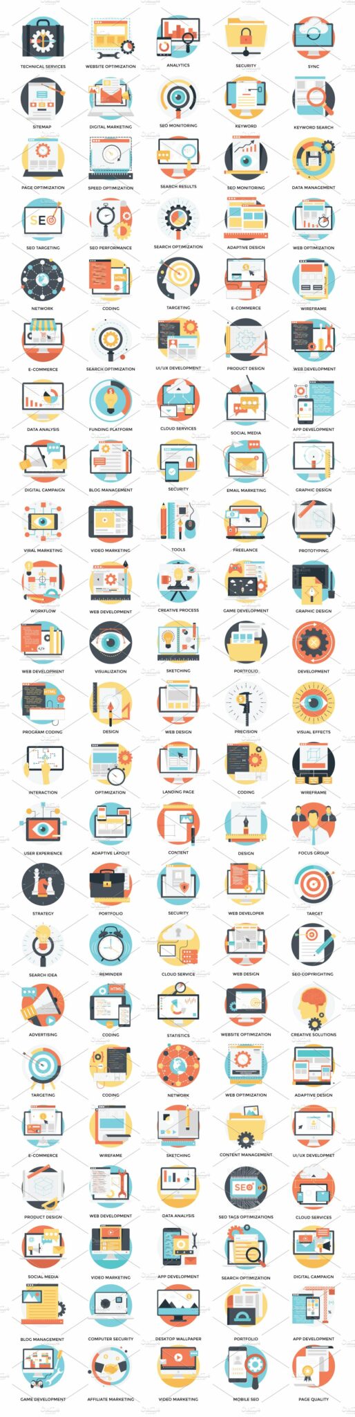 2480 Flat Vector Icons – MasterBundles