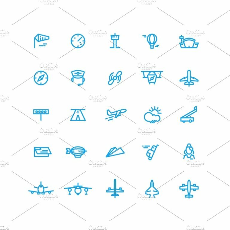 Aviation and airport icons set – MasterBundles