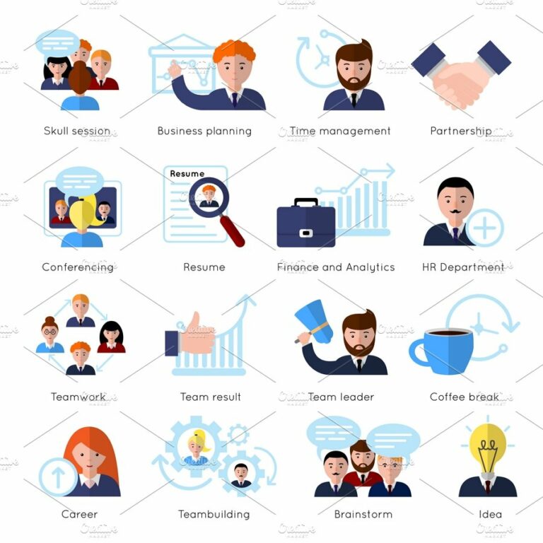 Teamwork Flat Icon Set – MasterBundles