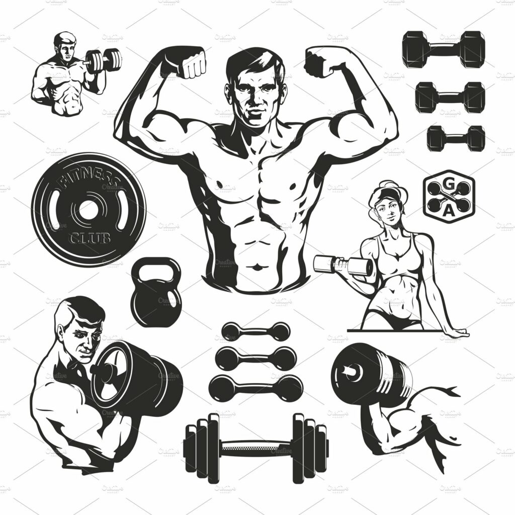 Gym Fitness Elements Set Masterbundles