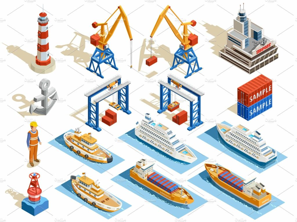 Seaport isometric set – MasterBundles