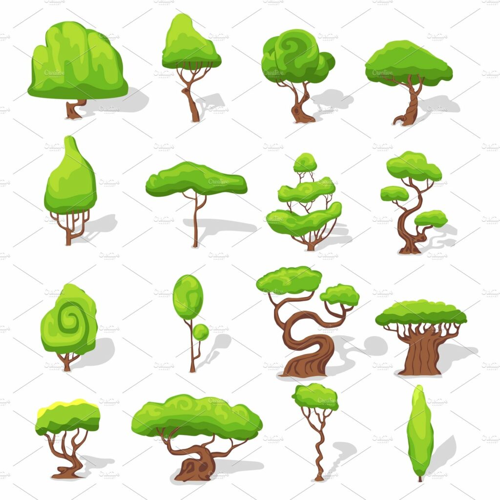 Fantasy Green Trees Set – MasterBundles