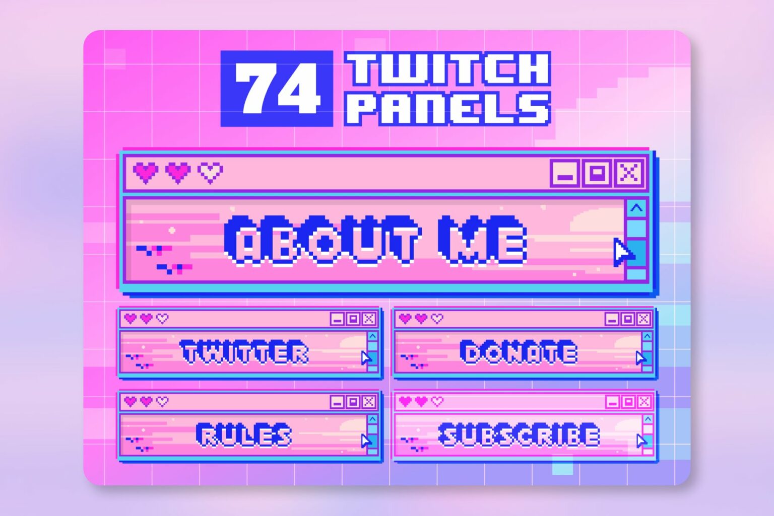 74x Windows Style Pixel Panels – MasterBundles