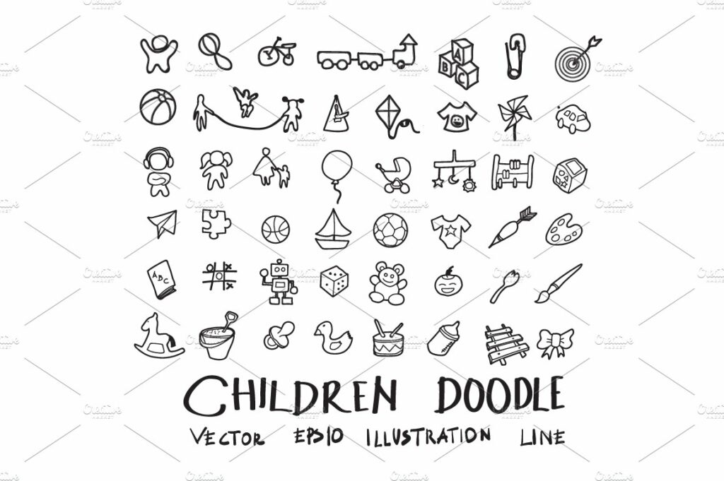 871 Hand Draw doodle icons set – MasterBundles