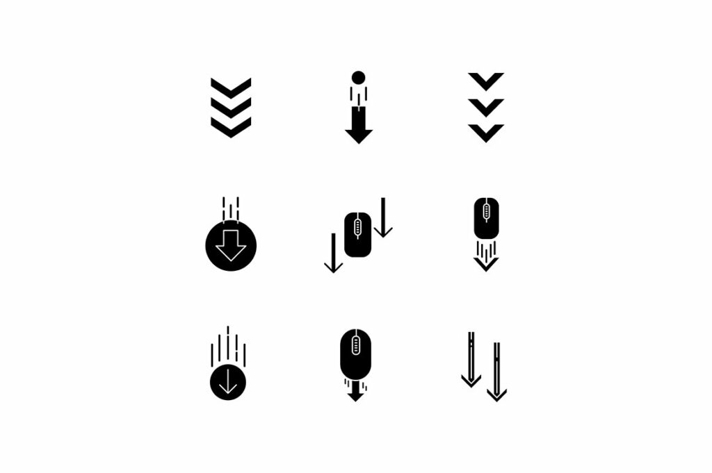Scrolling down arrows glyph icons – MasterBundles