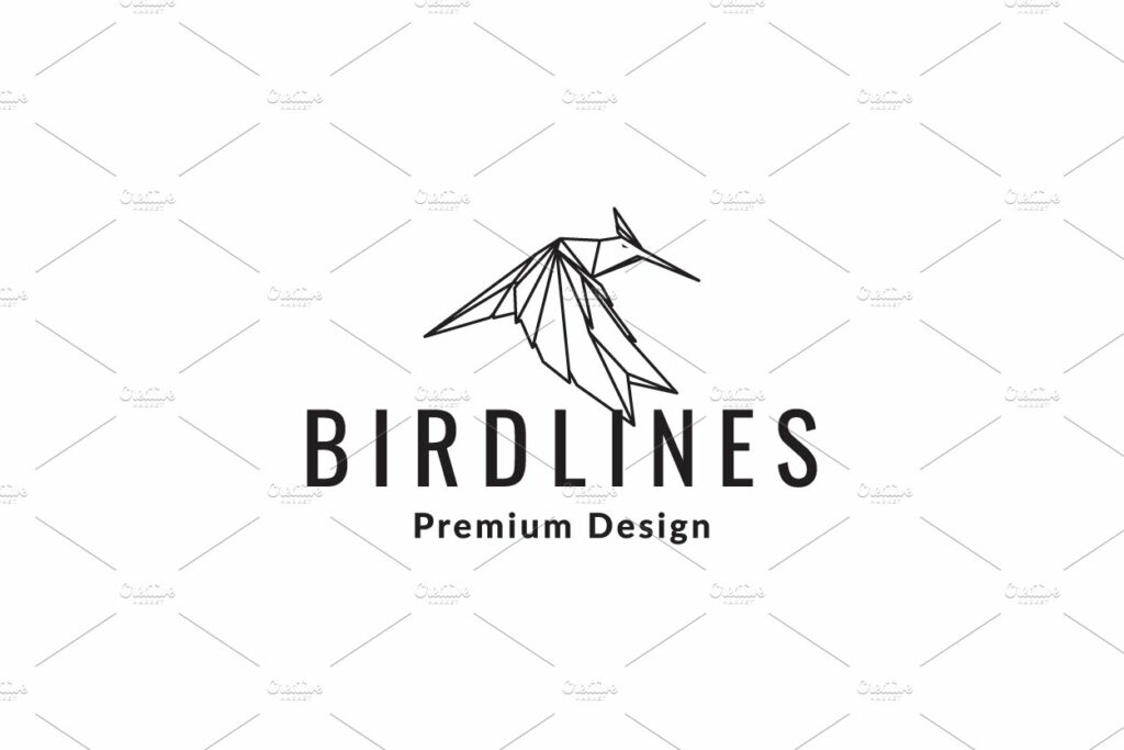 geometric modern hummingbird logo – MasterBundles