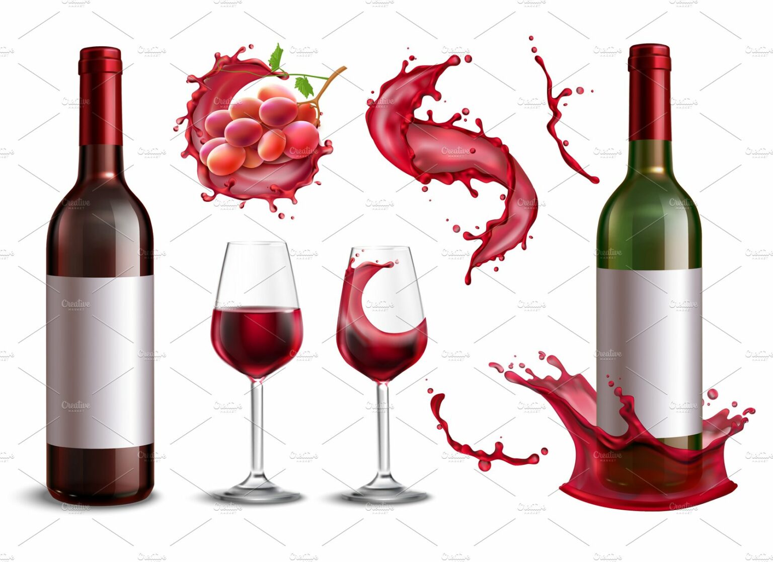 Wine splash realistic collection – MasterBundles