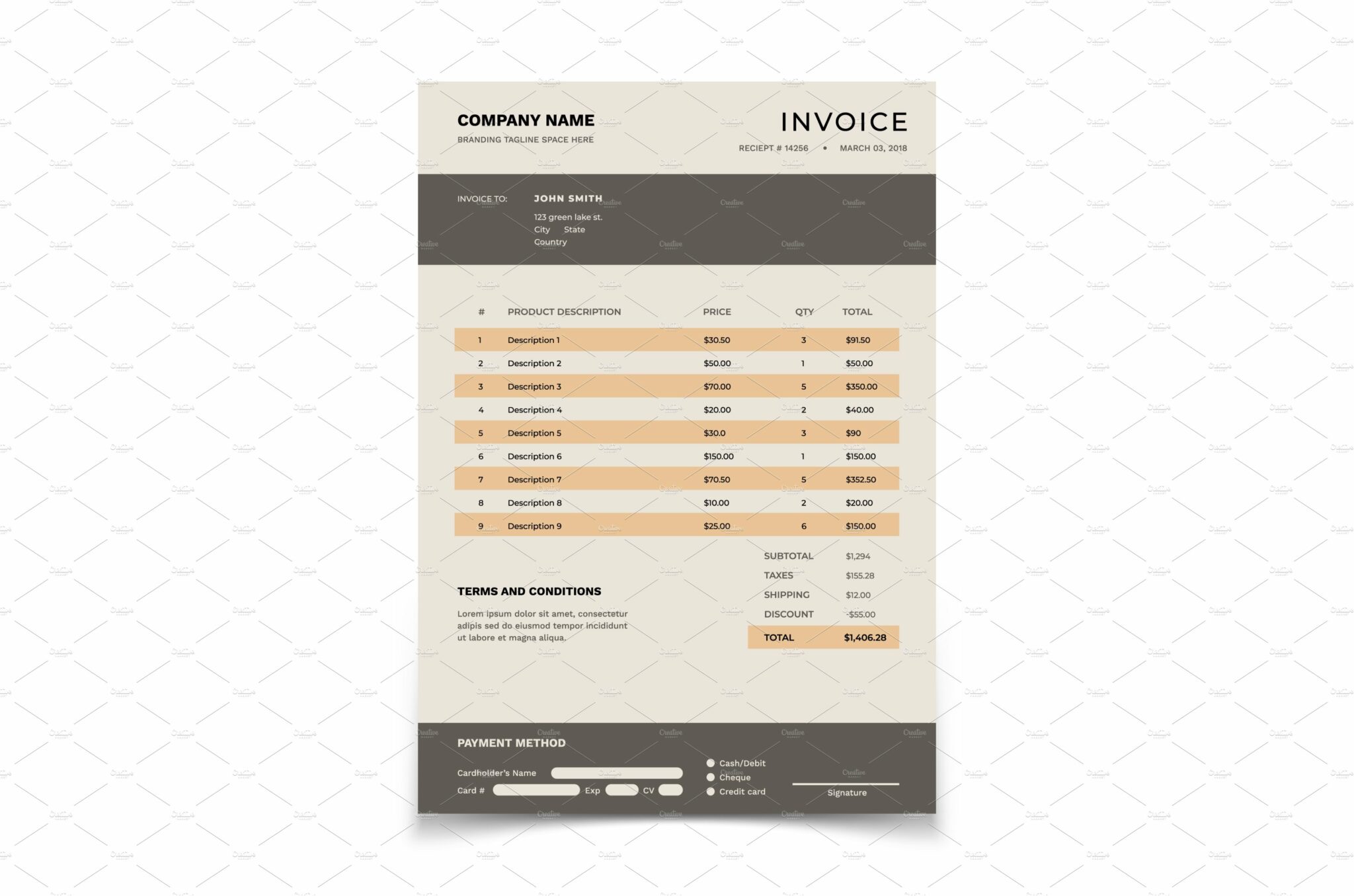 Invoice template. Bill form with – MasterBundles