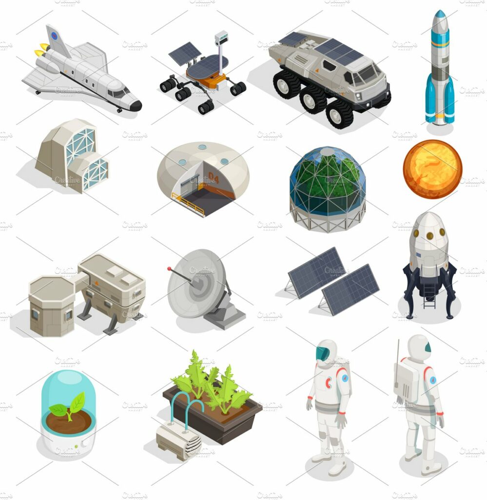 Mars colonization isometric set – MasterBundles