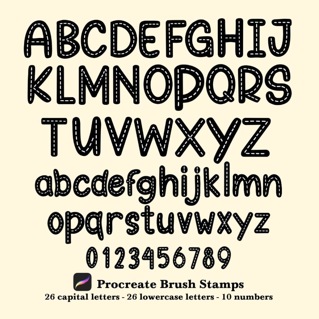 26 Uppercase & Lowercase Letters & Number 0-9 Brush Stamps - MasterBundles