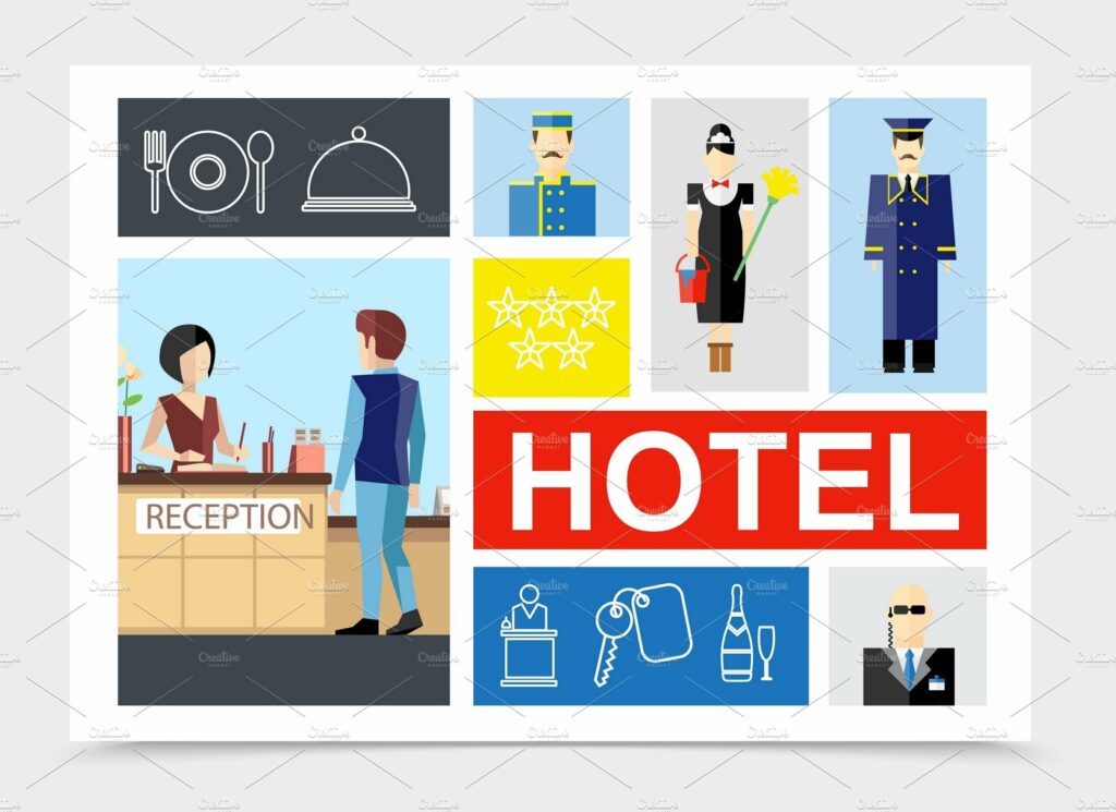 Flat hotel colorful composition – MasterBundles