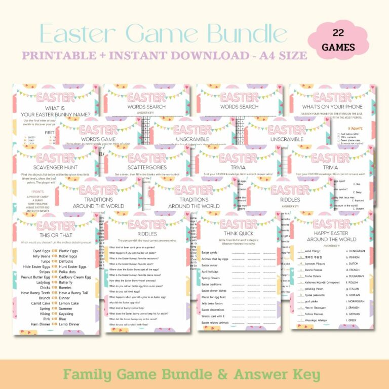 Easter Game Bundle - 22 Games Printable - MasterBundles