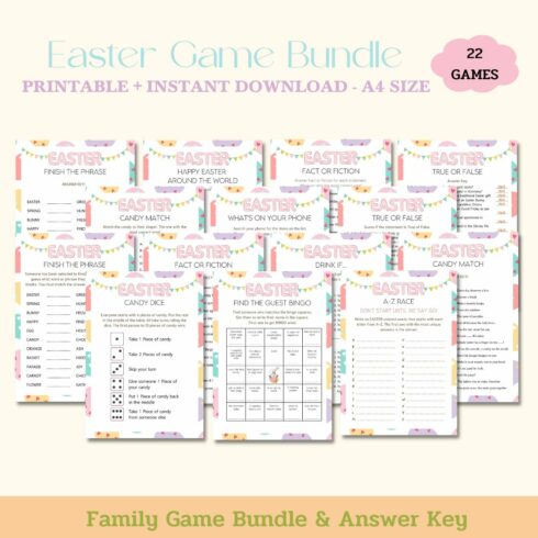 Easter Game Bundle - 22 Games Printable - MasterBundles