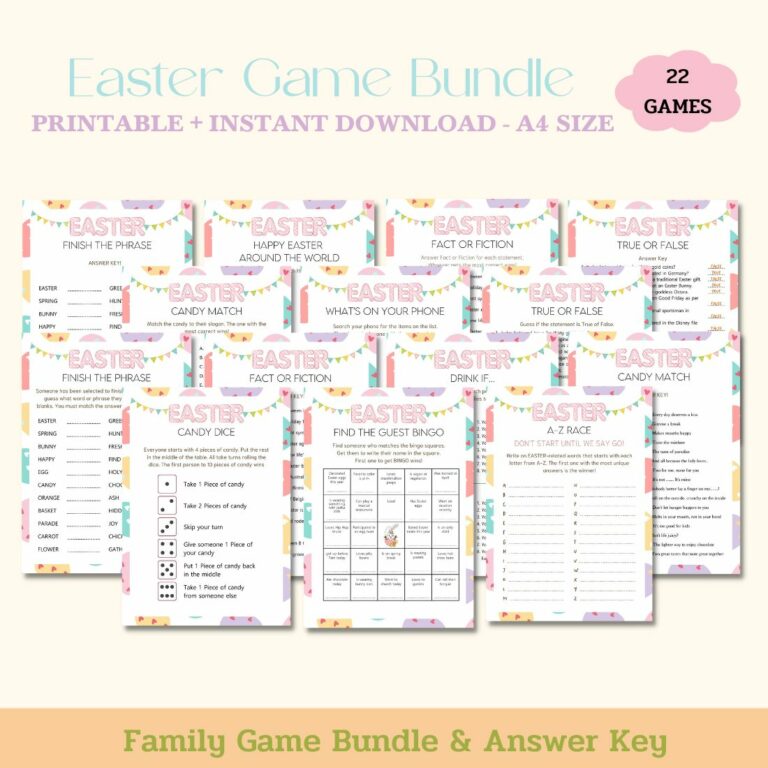 Easter Game Bundle - 22 Games Printable - MasterBundles