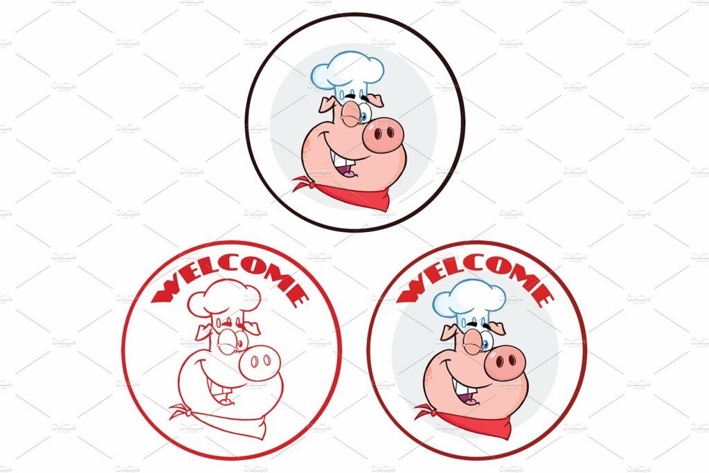 Winking Chef Pig. Collection Set – MasterBundles