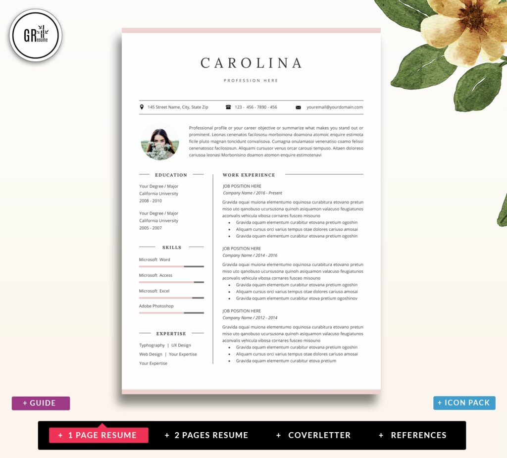 Creative Resume Template CV for Word – MasterBundles