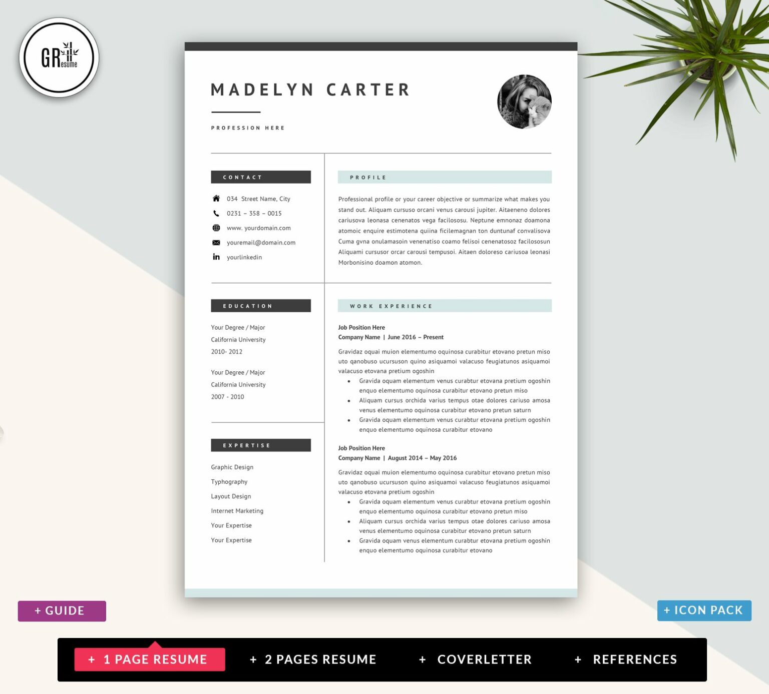 Creative Resume CV Template for Word – MasterBundles