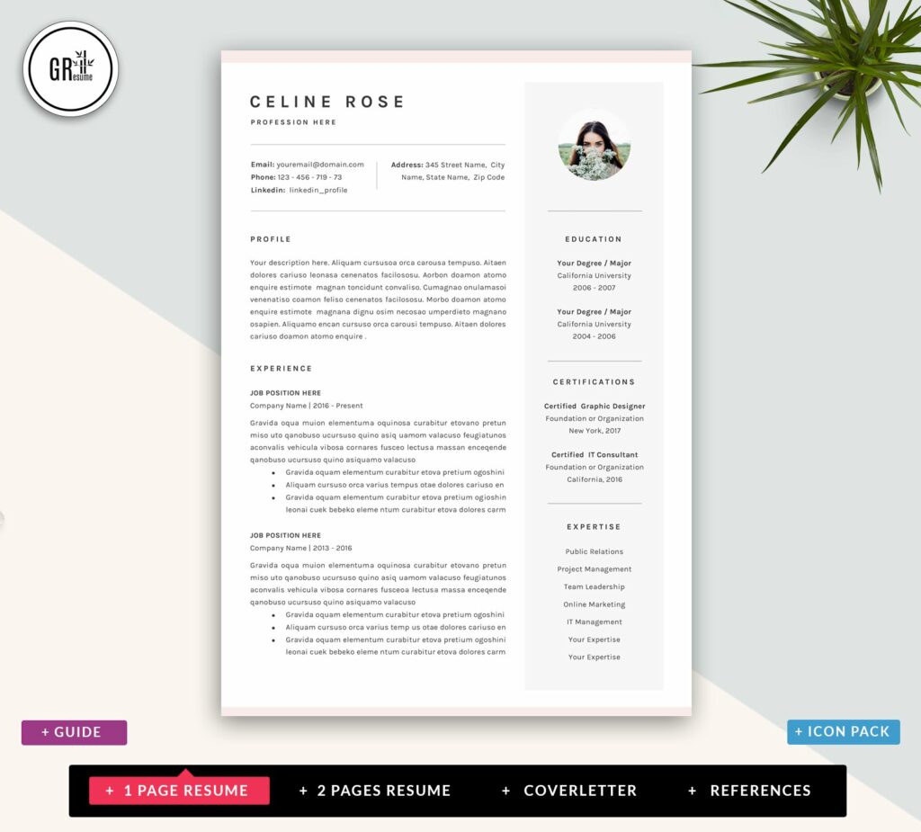 Resume CV Template for MS Word – MasterBundles