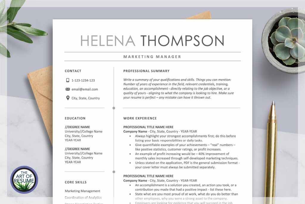 Professional Resume Template Design – MasterBundles