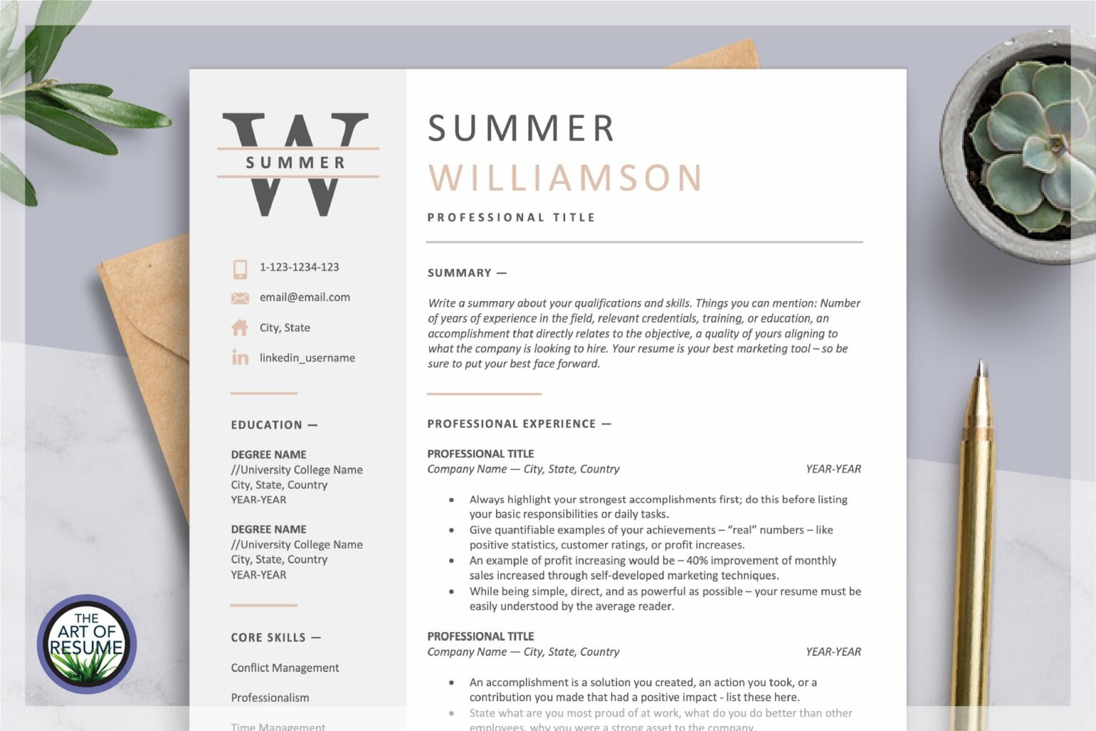 Modern Resume Template | CV Design – MasterBundles