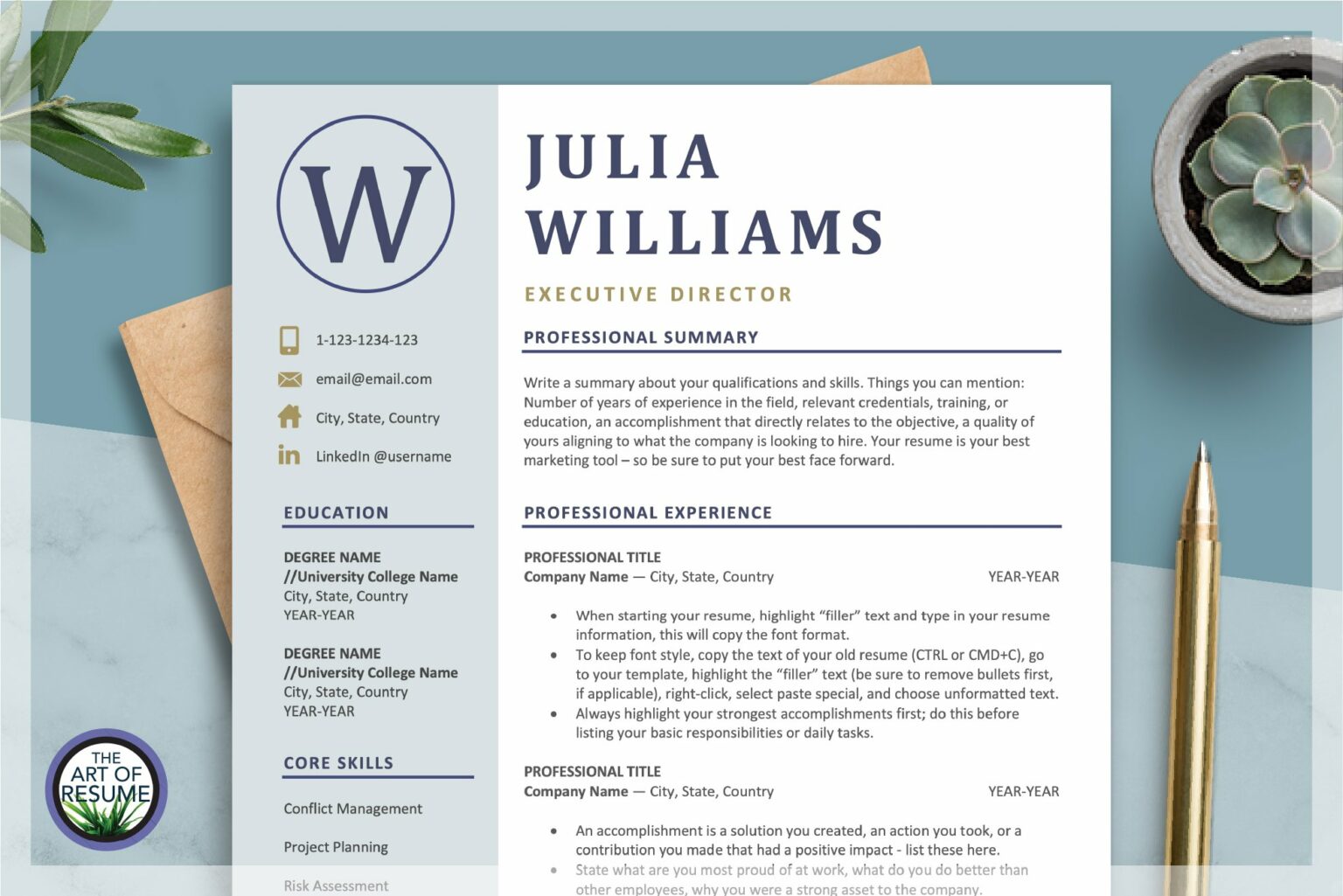 Executive Resume CV Template – MasterBundles