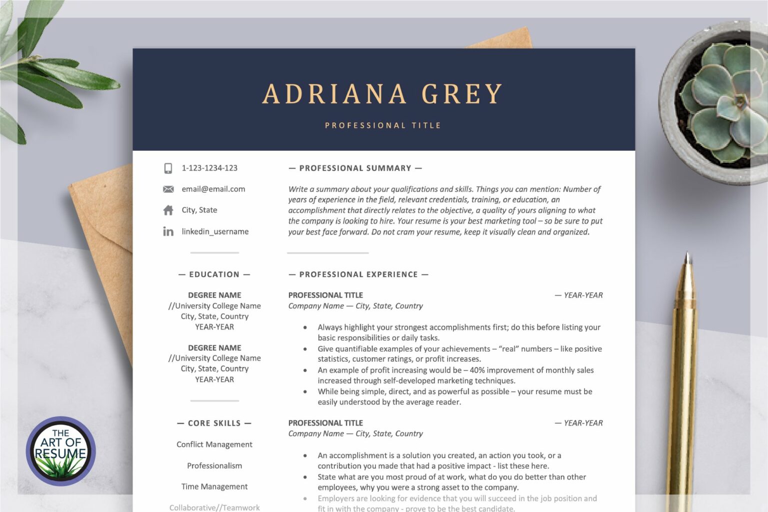 Professional Resume Template Design – MasterBundles