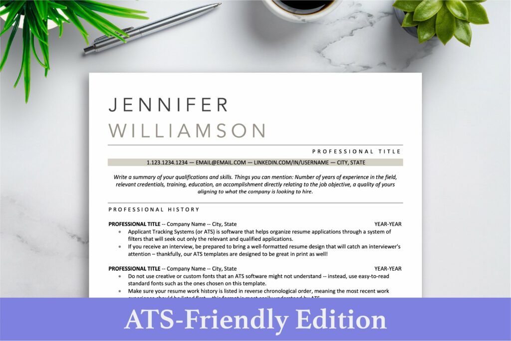 ATS Friendly Resume CV Template – MasterBundles