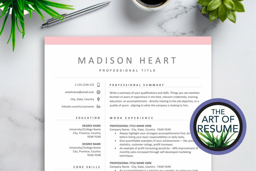 Pink Resume Template Bundle Download – MasterBundles