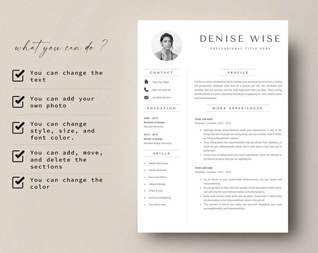 Minimalist Resume Template / CV – MasterBundles