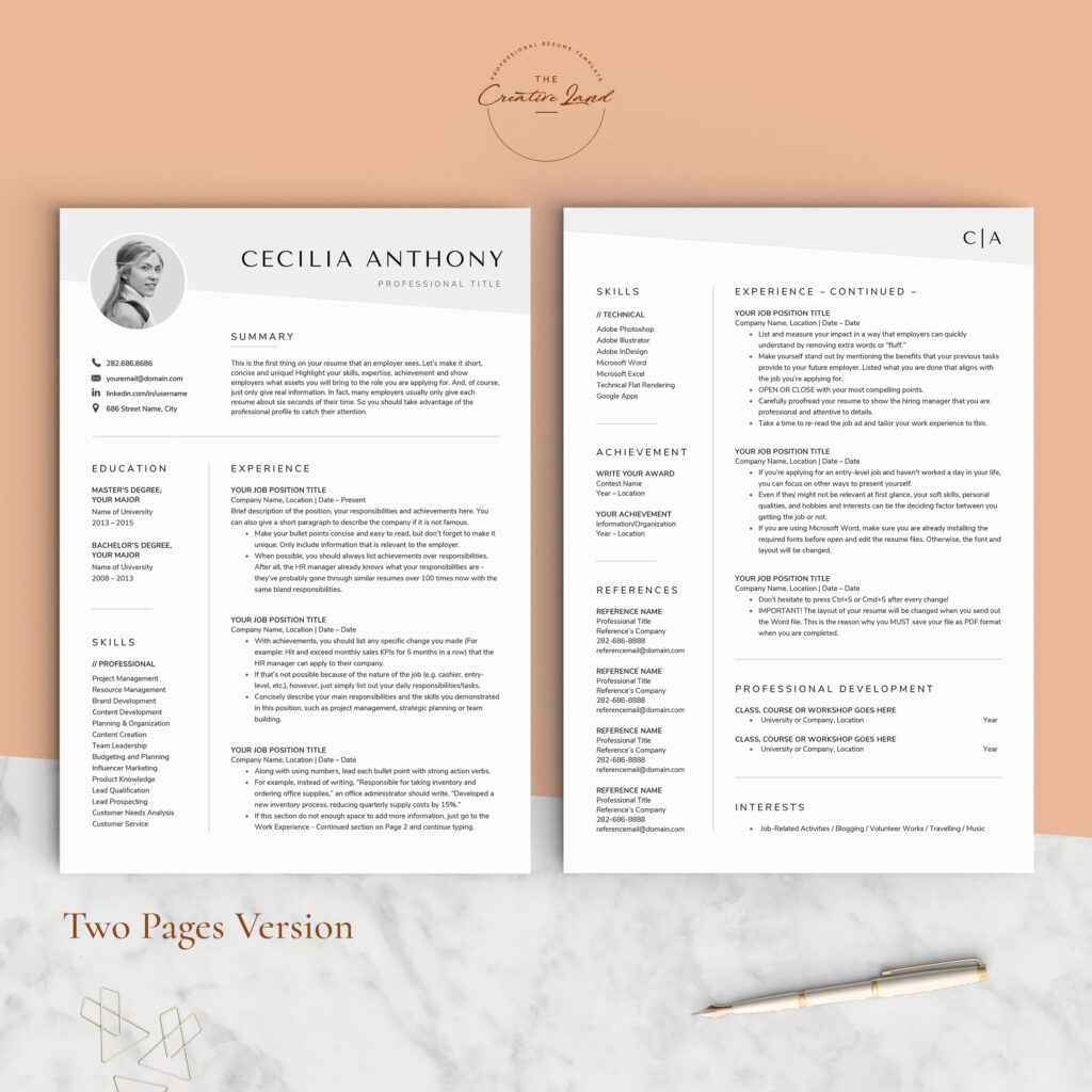 Resume/CV - The Cecilia – MasterBundles