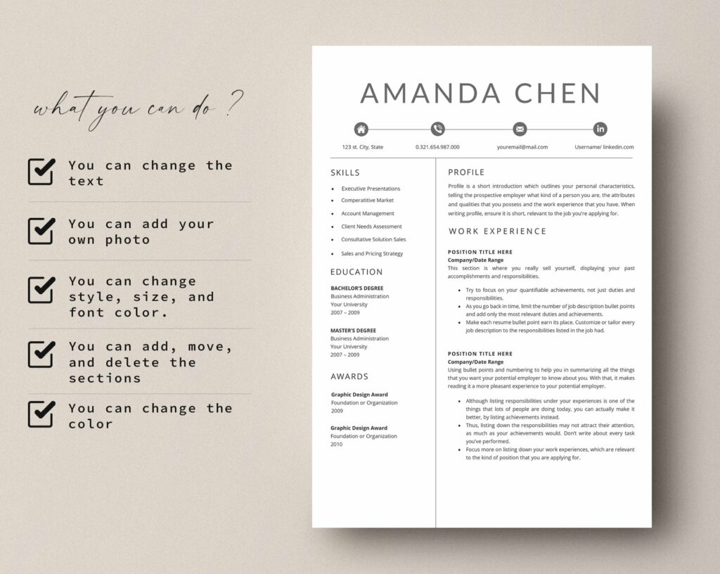 MS. Word - Resume Template 4 Pages – MasterBundles