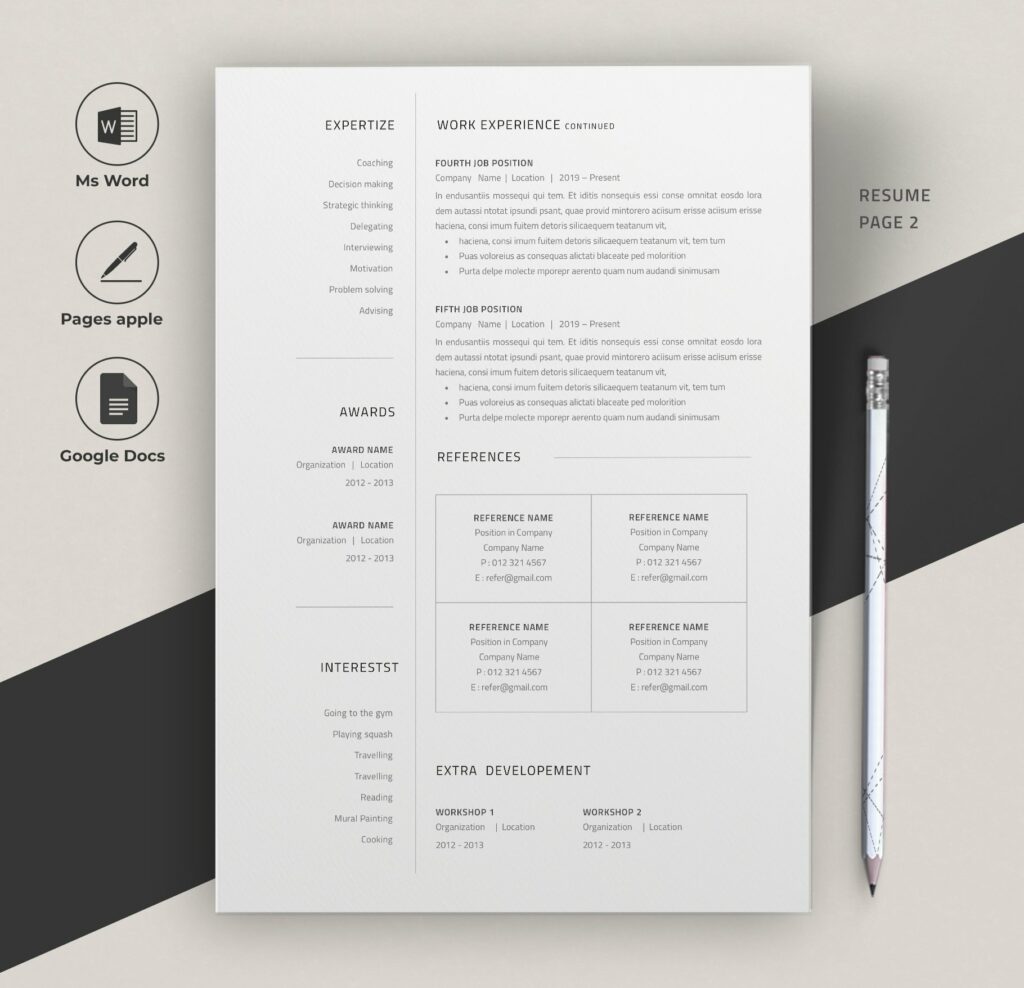 Resume Template Google Docs / Word – MasterBundles
