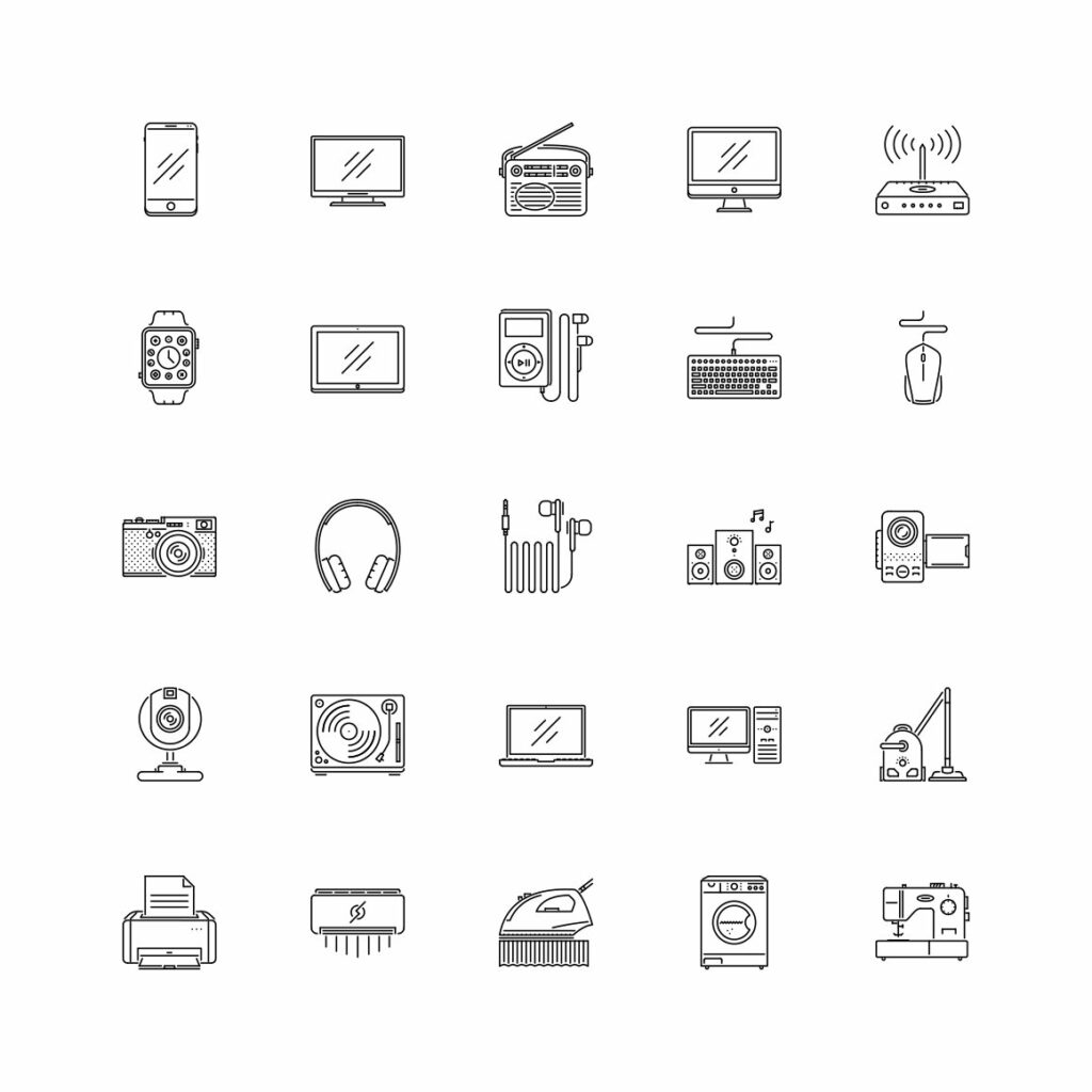 The Electronics Outline Icons 25 – MasterBundles
