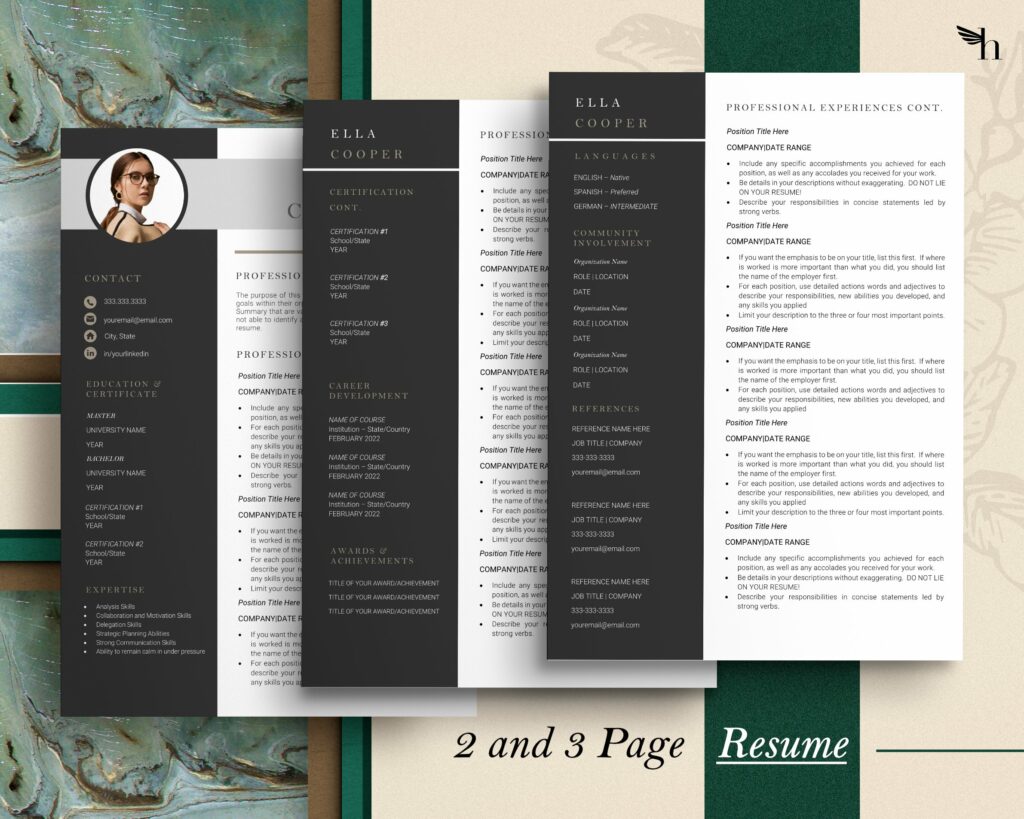 Modern Resume / CV Template - Ella – MasterBundles