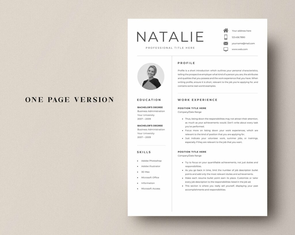 Resume Template 5 Pages/CV – MasterBundles