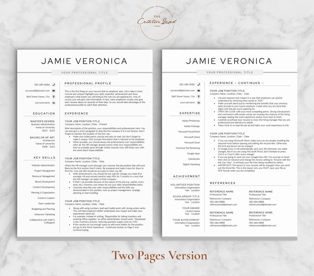 Resume/CV - The Jamie – MasterBundles