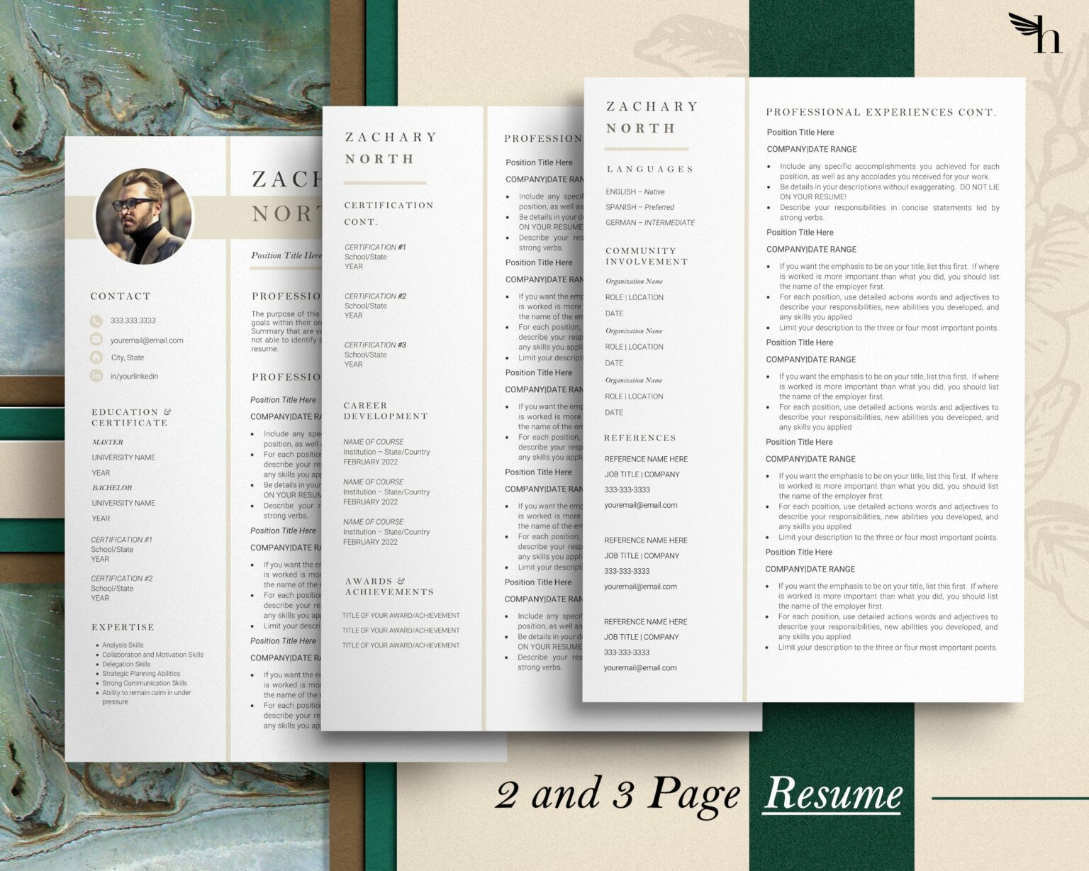 Zachary- Modern Resume / CV Template – MasterBundles