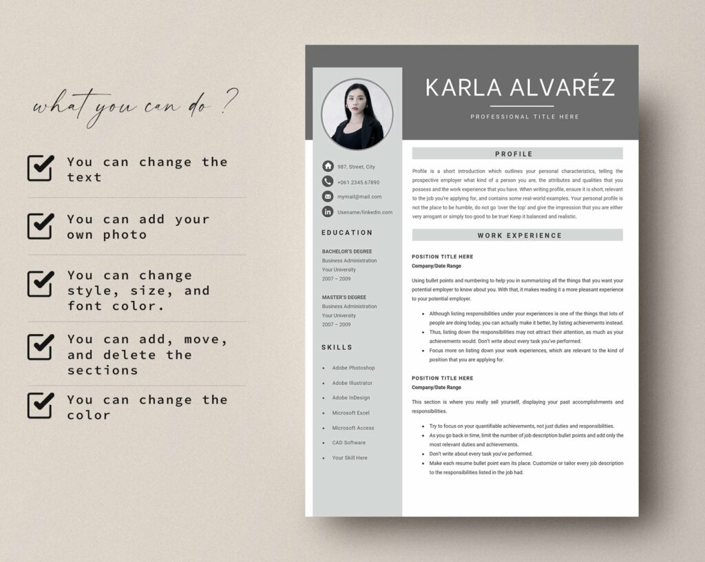 Professional CV Template 4 Pages – MasterBundles