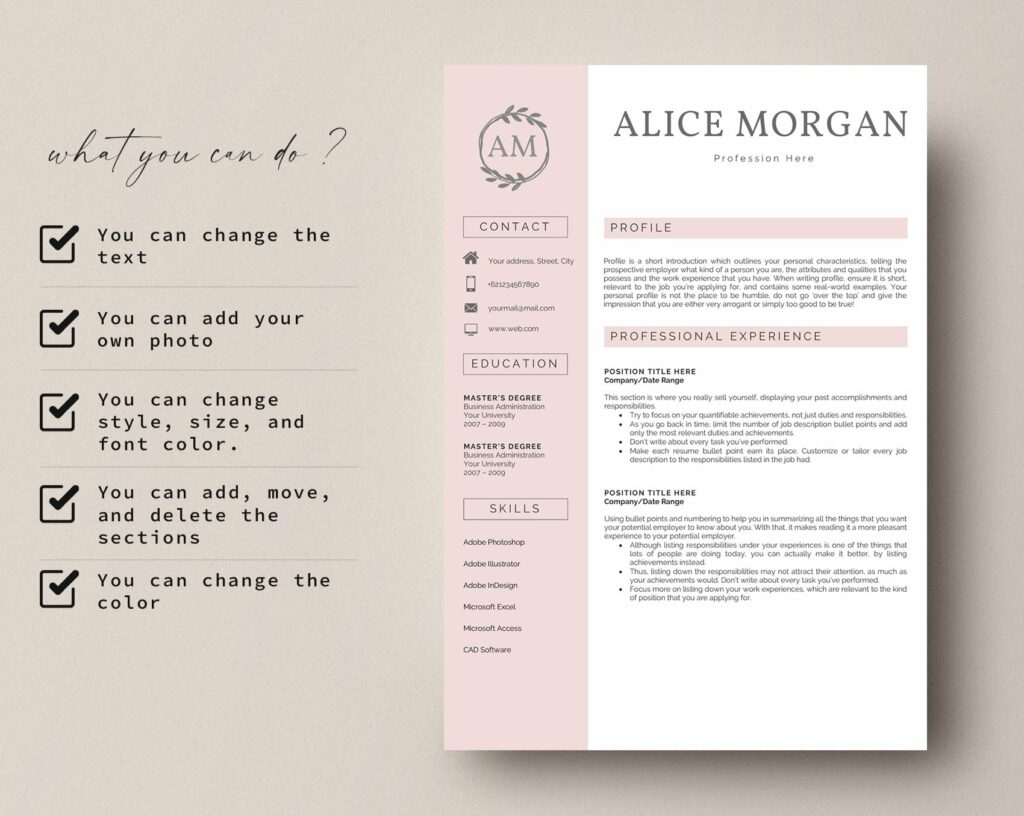 2 Pages Word Resume Template – MasterBundles