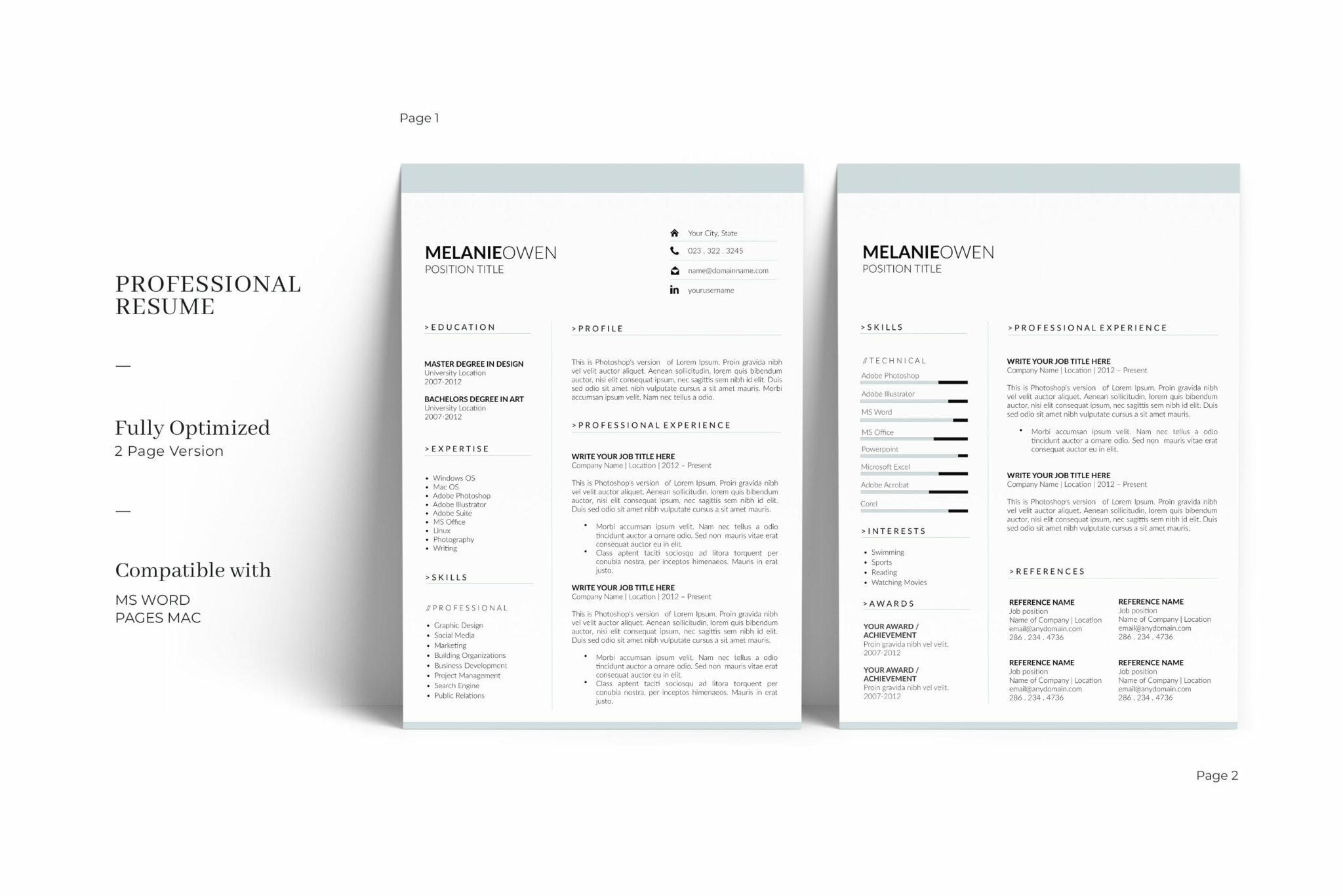 Customizable 5 Page Resume Template – MasterBundles