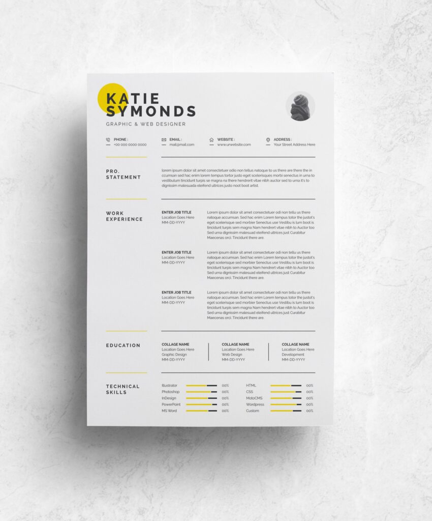 4 Pages Clean Resume Template/CV – MasterBundles