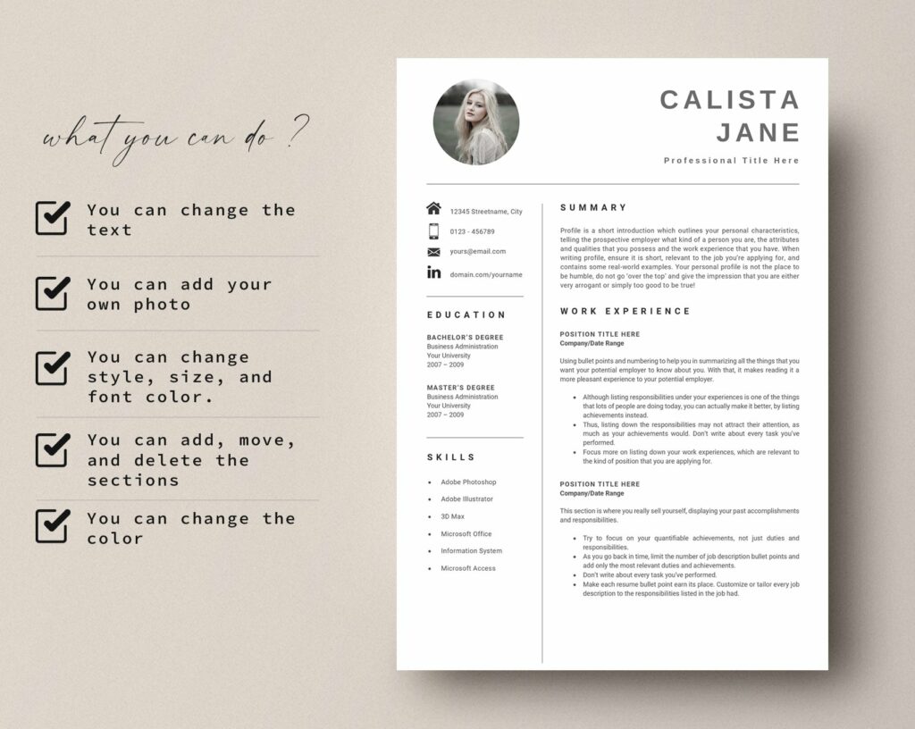 Word Resume Template 2 Page – MasterBundles