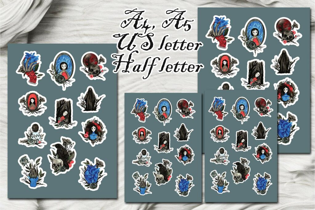 Gothic Illustration Stickers - MasterBundles